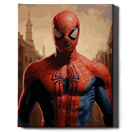 Комплект за рисуване по номера на Спайдърмен - памучно платно, дървена ...