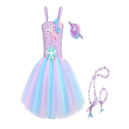 Set Rochie Printesa Sirena Ariel THK cu colier si bratara, curcubeu - 5 ...