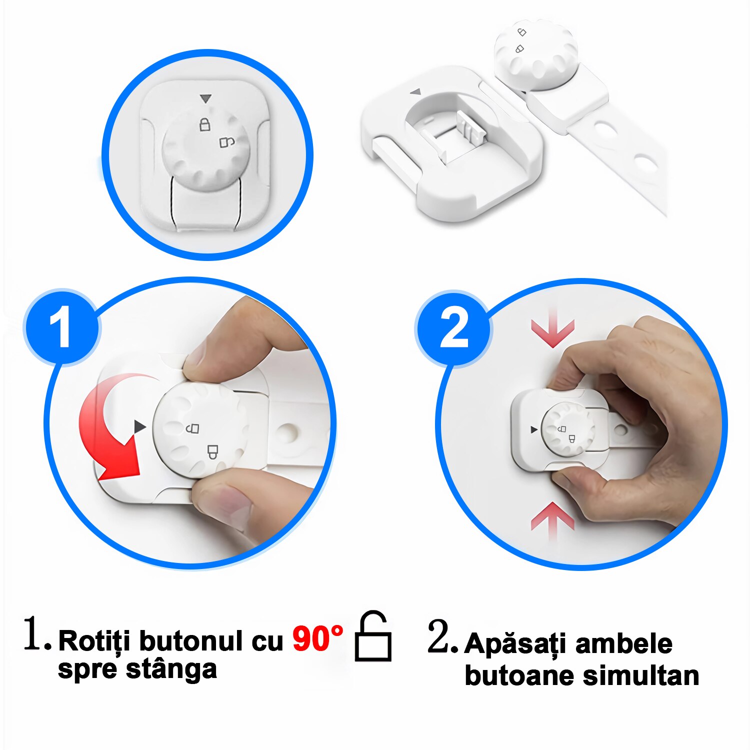 Set 6 Sigurante Usi Copii, Xinxu, Sistem de Inchidere Dublu, blocare mobilier, blocator sertare ...