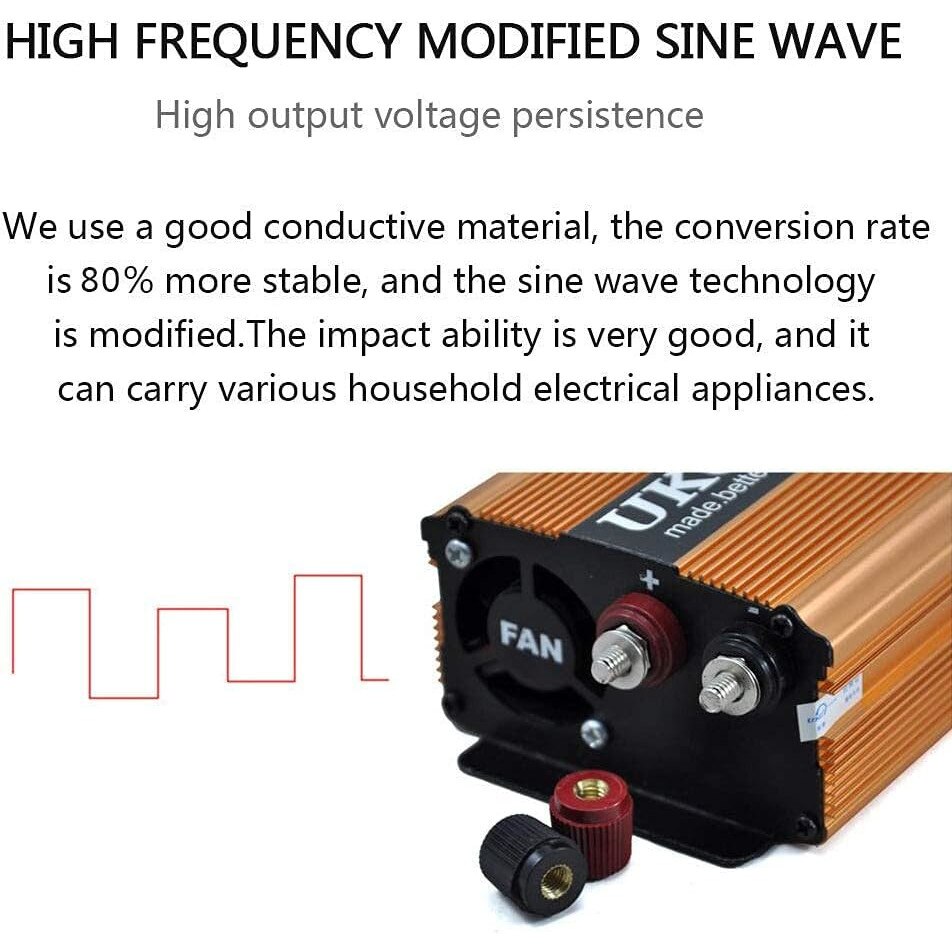 Инвертор, 12V, 500W, синусоида, преносим, алуминиева сплав, жълт - eMAG.bg