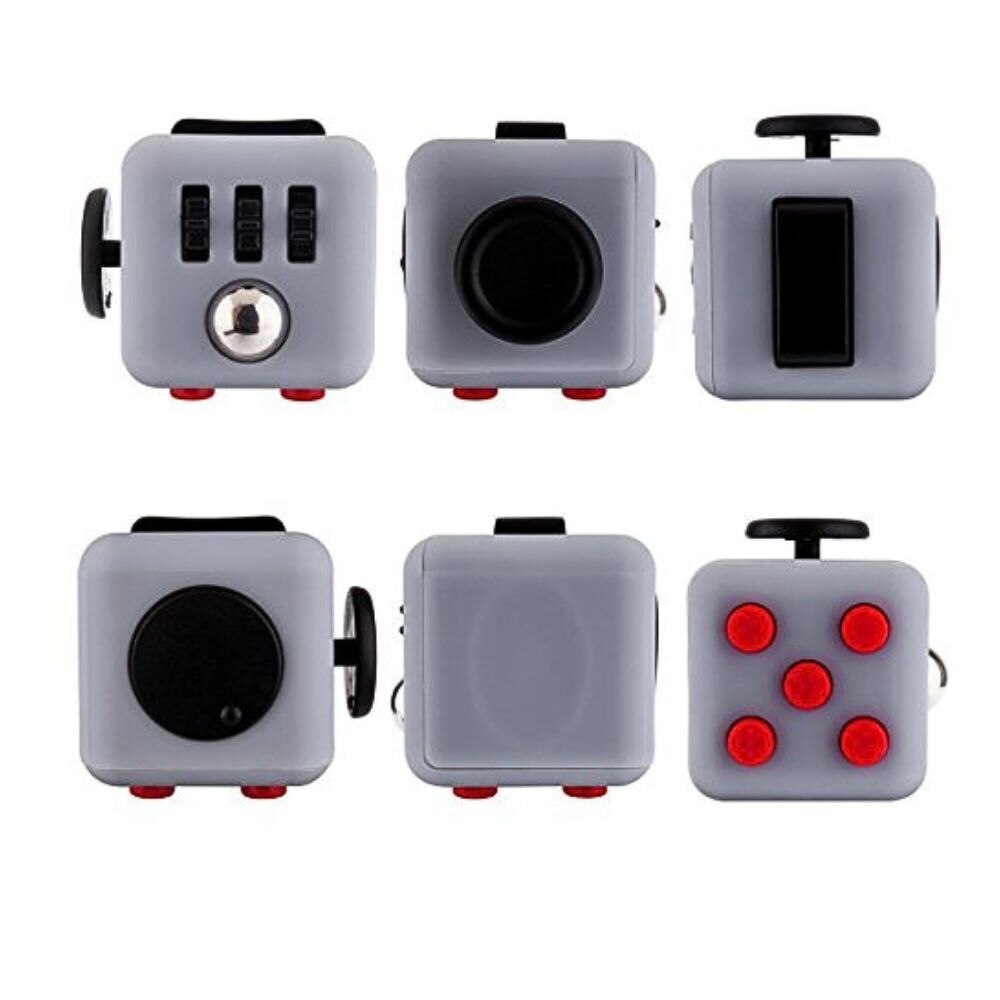 Aнтистрес играчка Fidget Kуб, Червени копчета, Черен/Сив - eMAG.bg