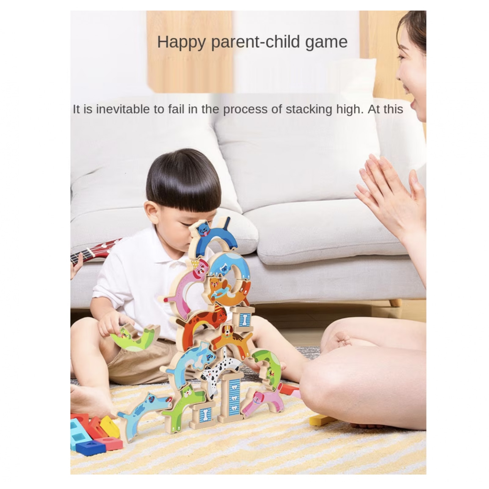 Joc de indemanare si echilibru, 12 catei si 3 oase, din lemn - eMAG.ro