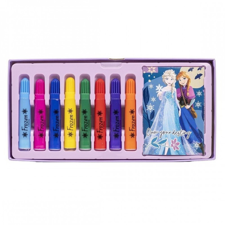Set Frozen cu 42 accesorii pentru colorat, pictat, Ana si Elsa, cu ...