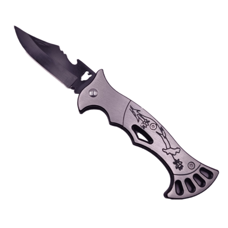 Briceag Simplu din Otel Inoxidabil, Model W41 Flori, Desfacator, Gri ...