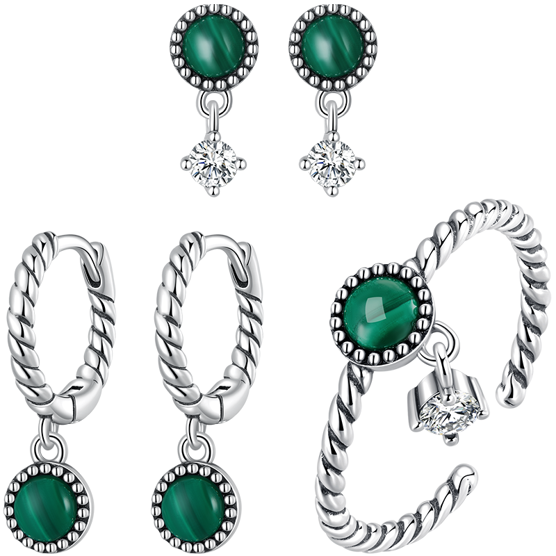 Set argint cu malachit - eMAG.ro