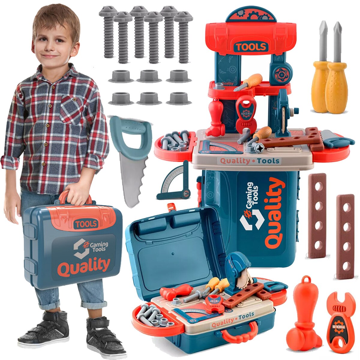 Trusa de bricolaj pentru copii, cutie pliabila, unelte, ferastrau Z732 ...