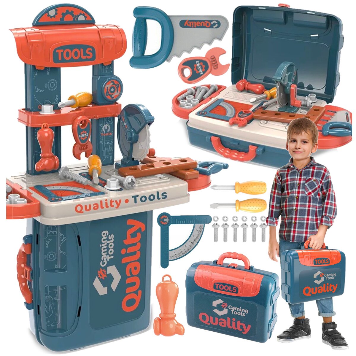 Trusa de bricolaj pentru copii, cutie pliabila, unelte, ferastrau Z732 ...