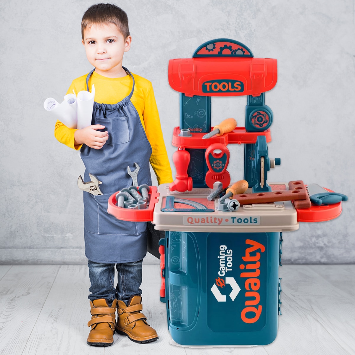 Trusa de bricolaj pentru copii, cutie pliabila, unelte, ferastrau Z732 ...