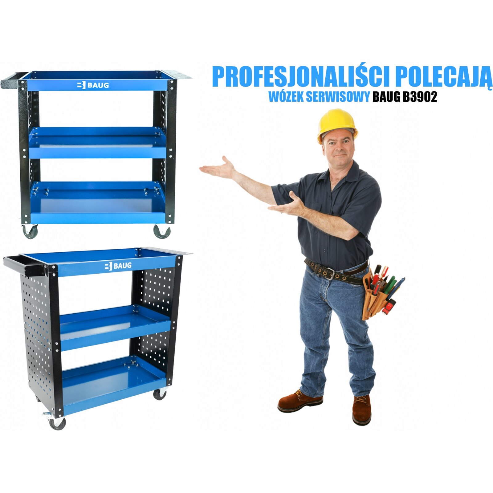 Carucior metalic scule atelier cu roti 3 rafturi (B3902) - eMAG.ro