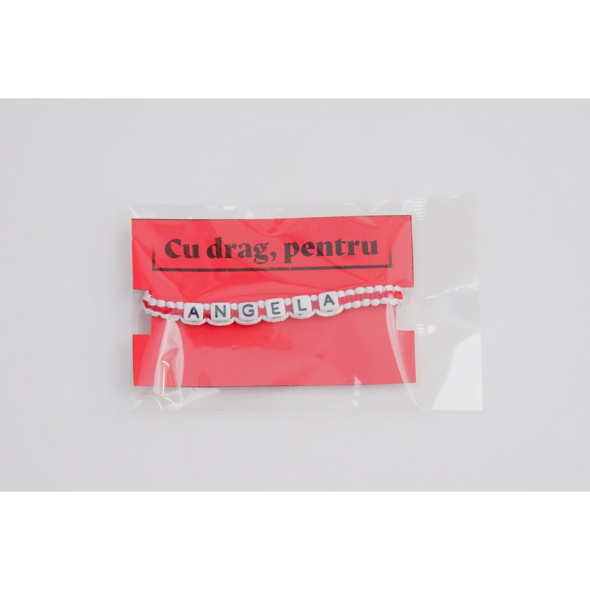 Bratara lucrata manual, Numele Angela, Rosu, 7 mm - eMAG.ro