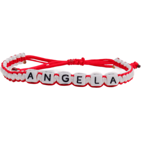 Bratara lucrata manual, Numele Angela, Rosu, 7 mm - eMAG.ro