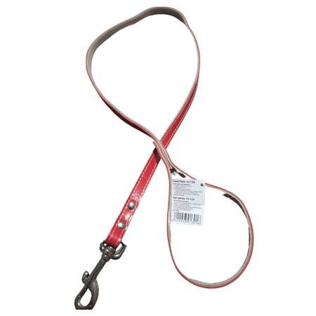 Lesa pentru caine din piele naturala rosie, 15 mm latime, 1200 mm ...