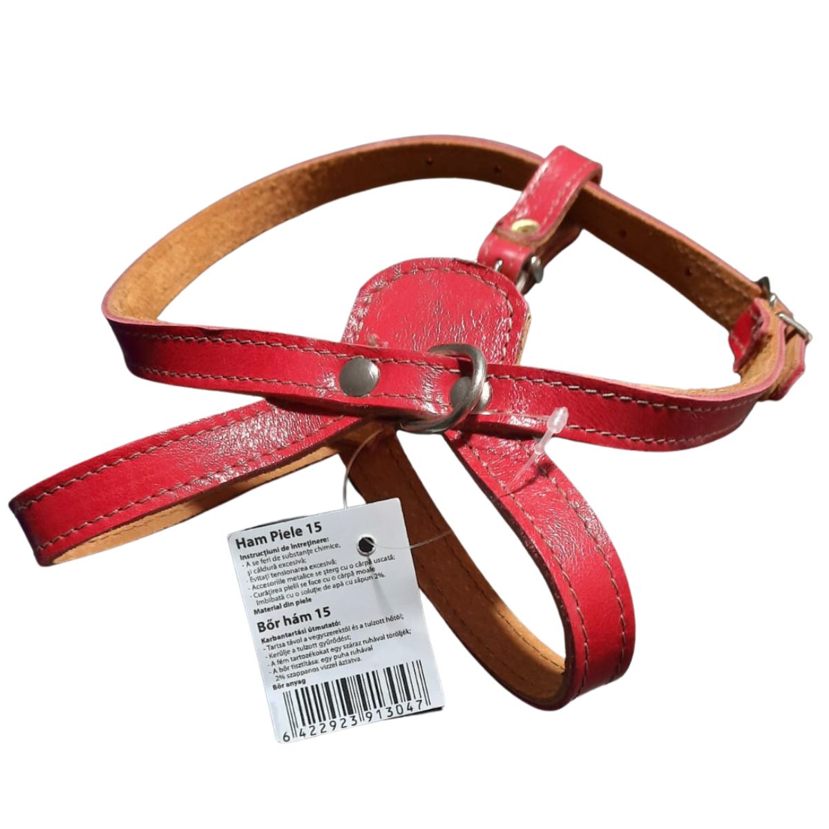 Ham pentru caine din piele naturala rosie, 15 kg - eMAG.ro