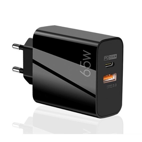Adaptor incarcator, 1 USB + 1 USB C, 65W, incarcare rapida, cablu C ...