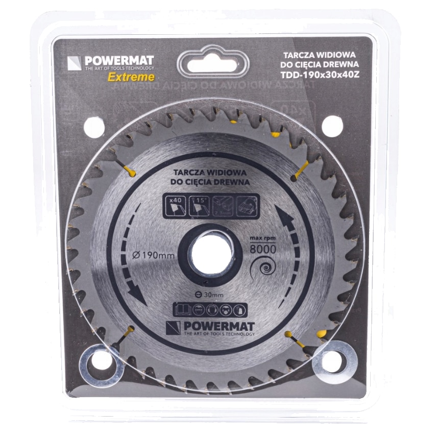 Disc circular pentru lemn, 190 x 30, 40 dinti, vidia, Powermat - eMAG.ro