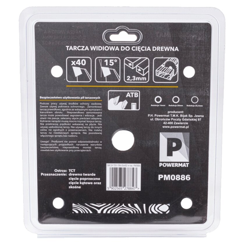 Disc circular pentru lemn, 190 x 30, 40 dinti, vidia, Powermat - eMAG.ro