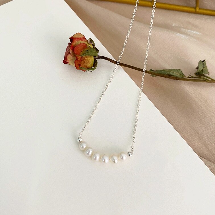 Lantisor din argint, cu perle naturale de cultura, Olivia - eMAG.ro