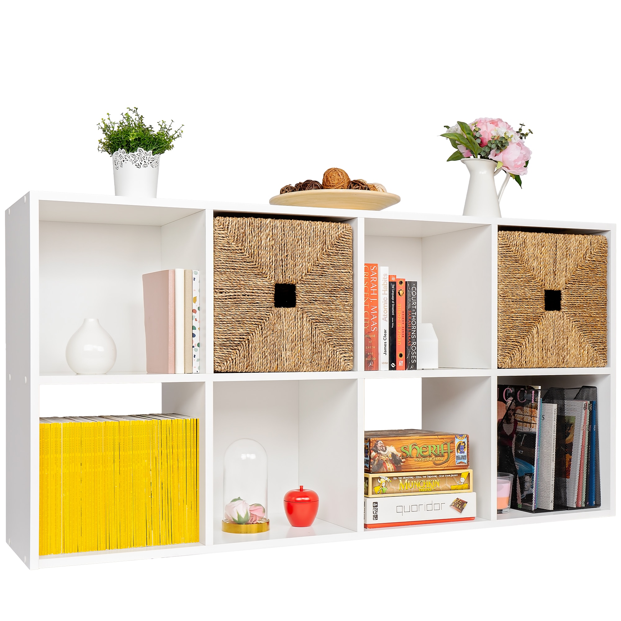 Raft depozitare universal, etajera KreoMob, 8 compartimente, alb ...