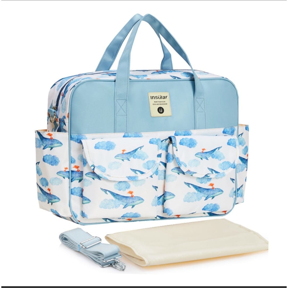Geanta mama Insular Baby, material Hidrofug, sintetic, rezistent la apa ...