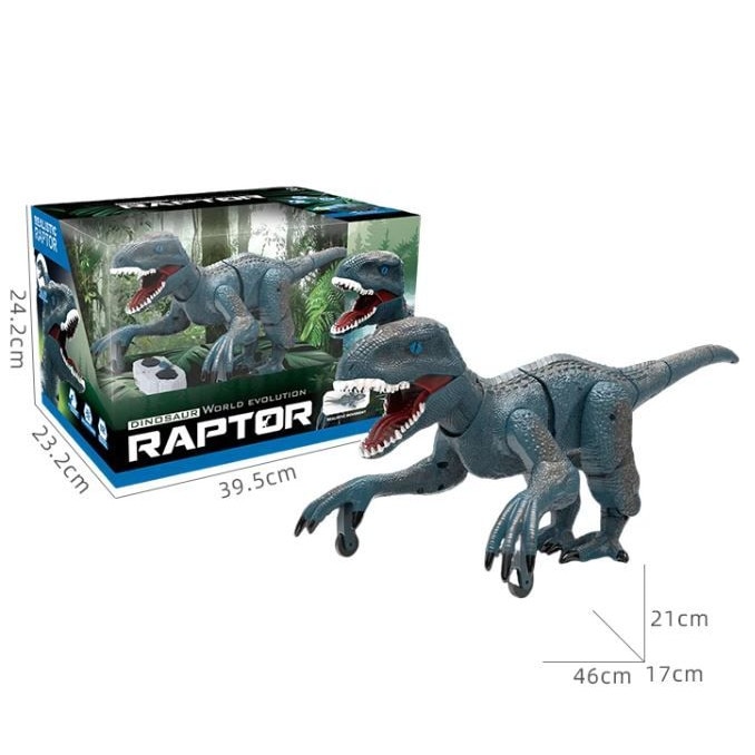 Jucarie interactiva THK, Dinozaur Raptor, telecomanda infrared, 46cm ...