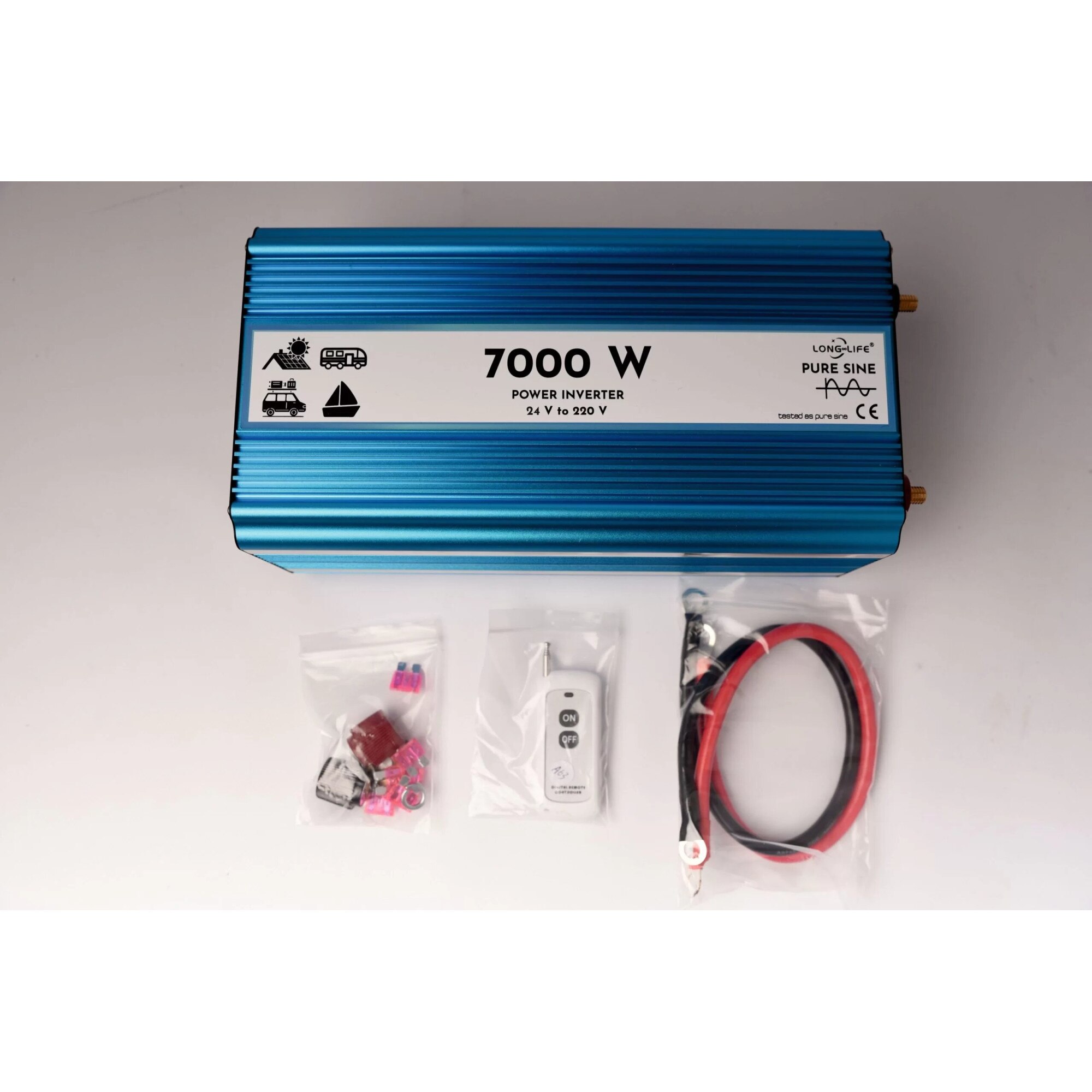 Invertor 7000 W, sinus pur, 24 V - 220 V, auto si sisteme panouri ...