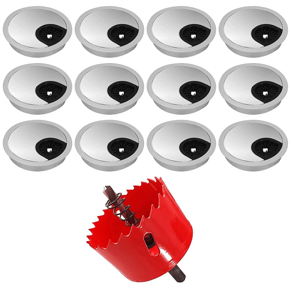 Set 12 capace de cablu pentru birou, Yefound®, Cu burgiu, Plastic ...