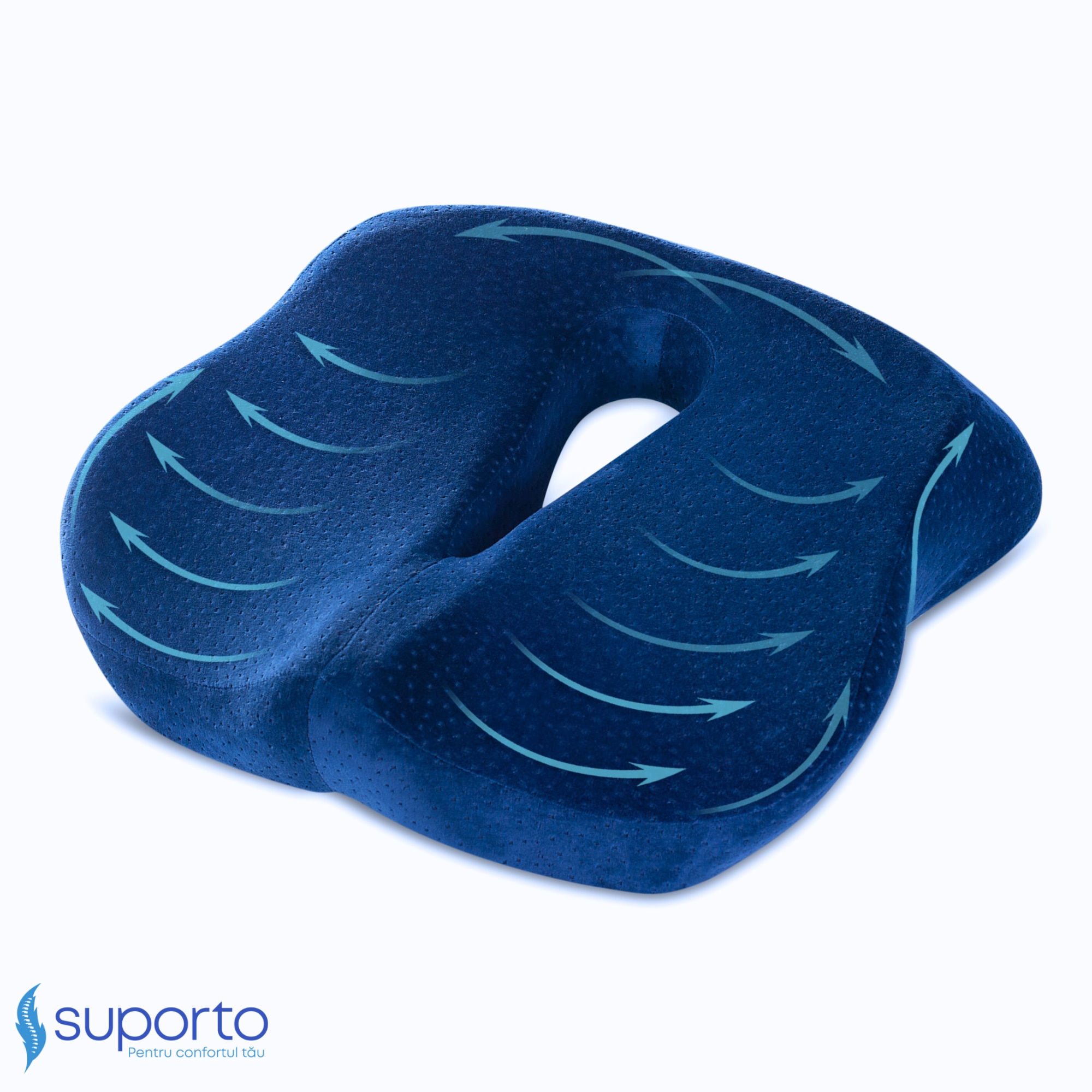 Perna Ortopedica de Sezut Navy Blue pentru scaun de birou sau masina ...