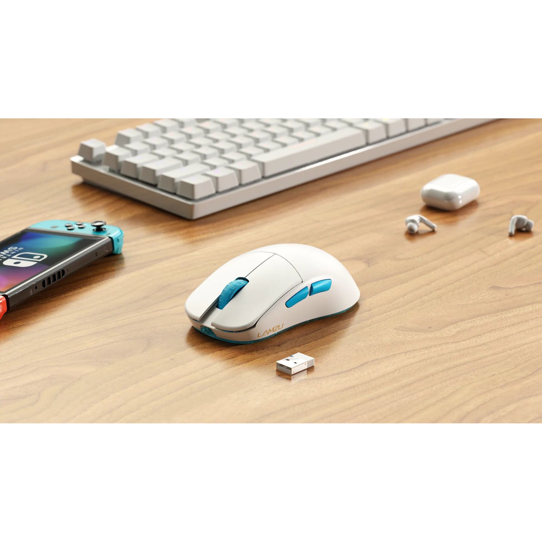 Mouse gaming, Lamzu, Wireless, Alb/Albastru - eMAG.ro