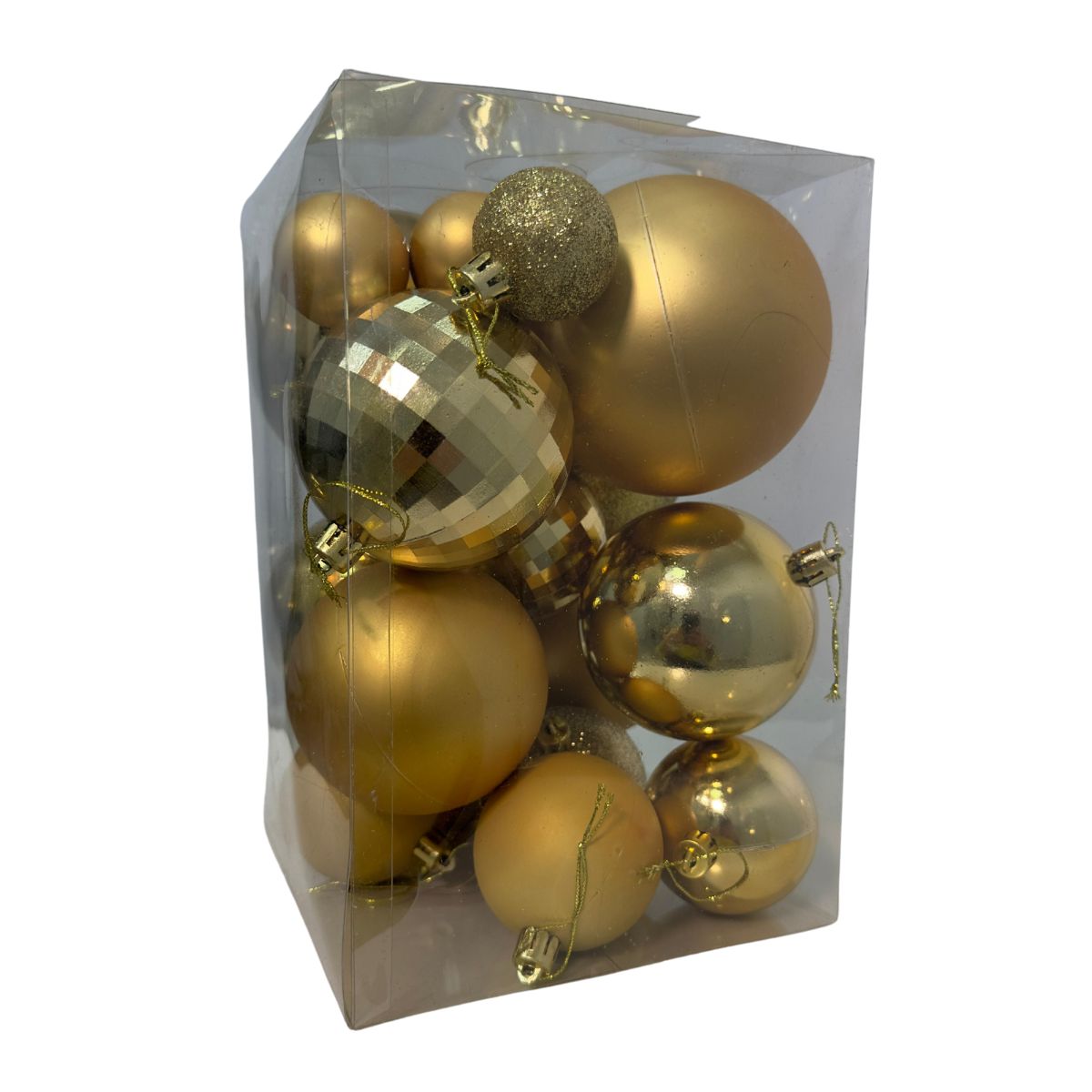 20 db-os golyós készlet, arany fa díszek, 8 különböző méret, matt ...
