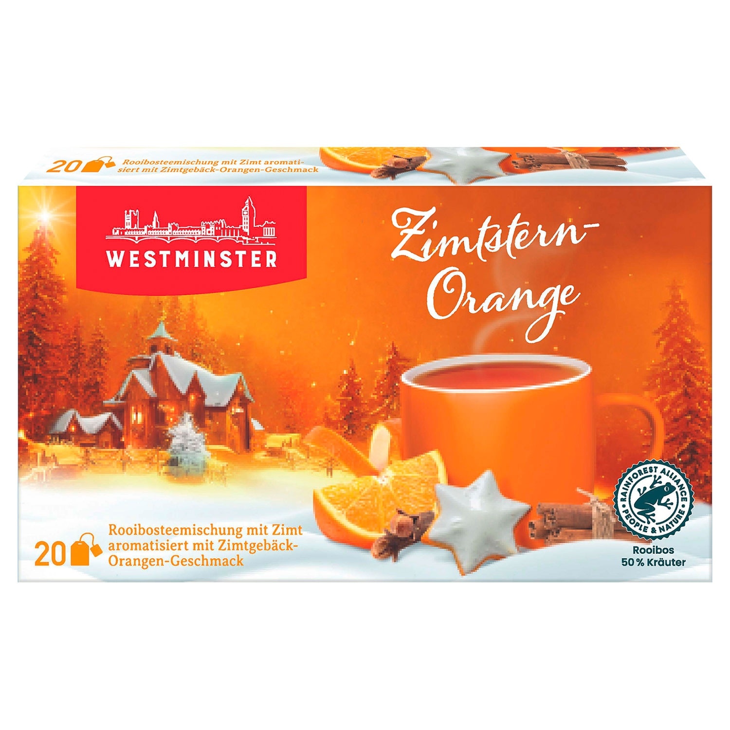 Ceai Westminster Portocala stea cu scortisoara, 20 plicuri, 45 g - eMAG.ro