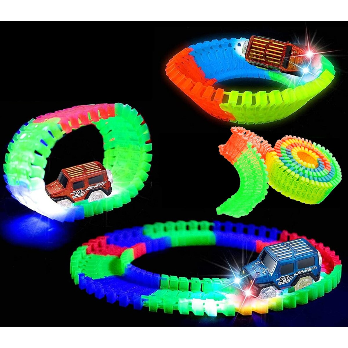 Pista de masini, de curse, luminoasa, cu masina, set Z782 - eMAG.ro