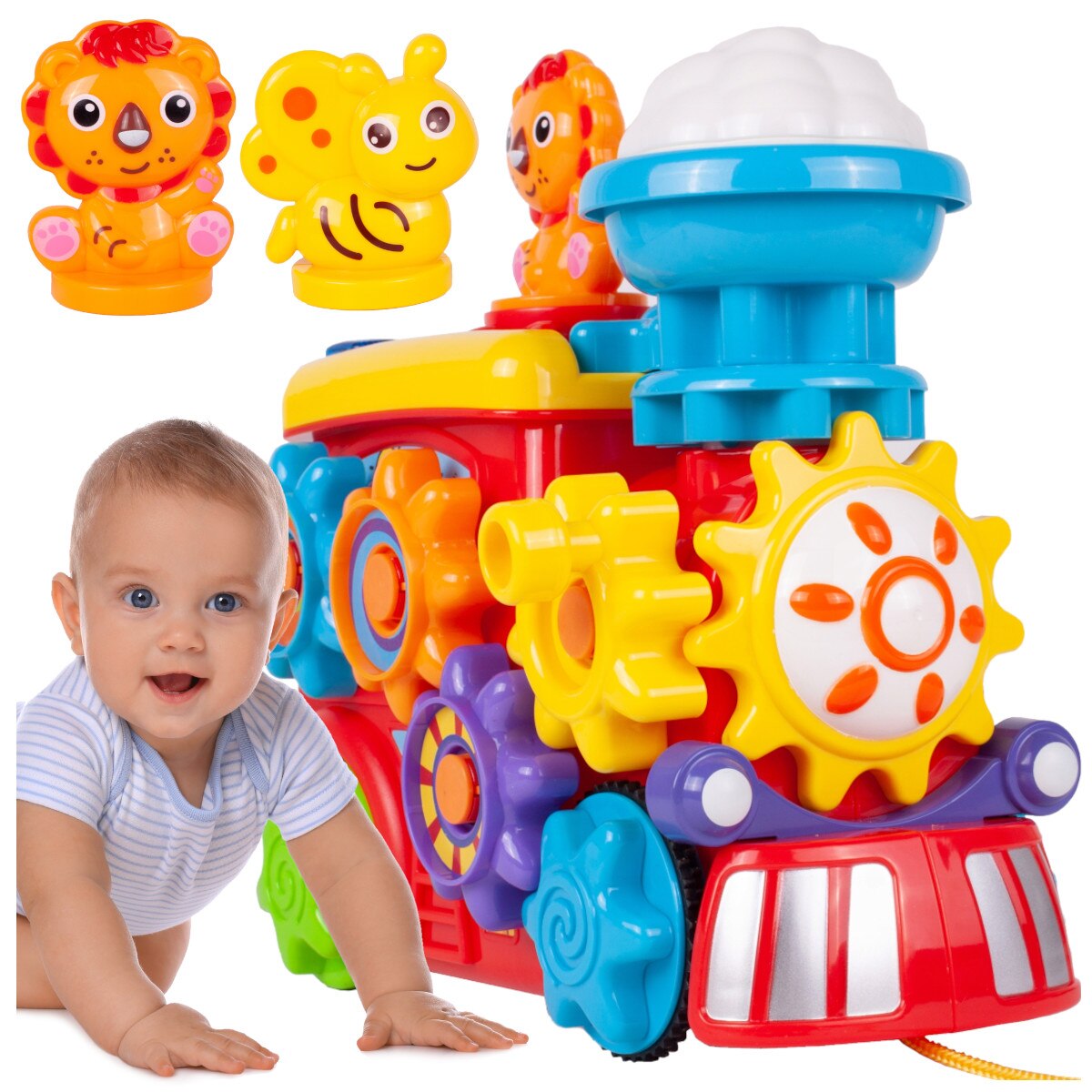 Jucarie interactiva, locomotiva, sunet, lumina, pentru copii U693 - eMAG.ro