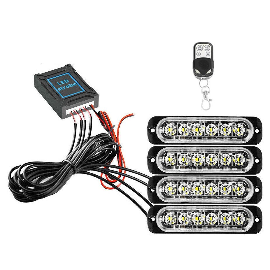 Kit 4 stroboscoape portocalii 12/24V cu telecomanda wireless - WL ...