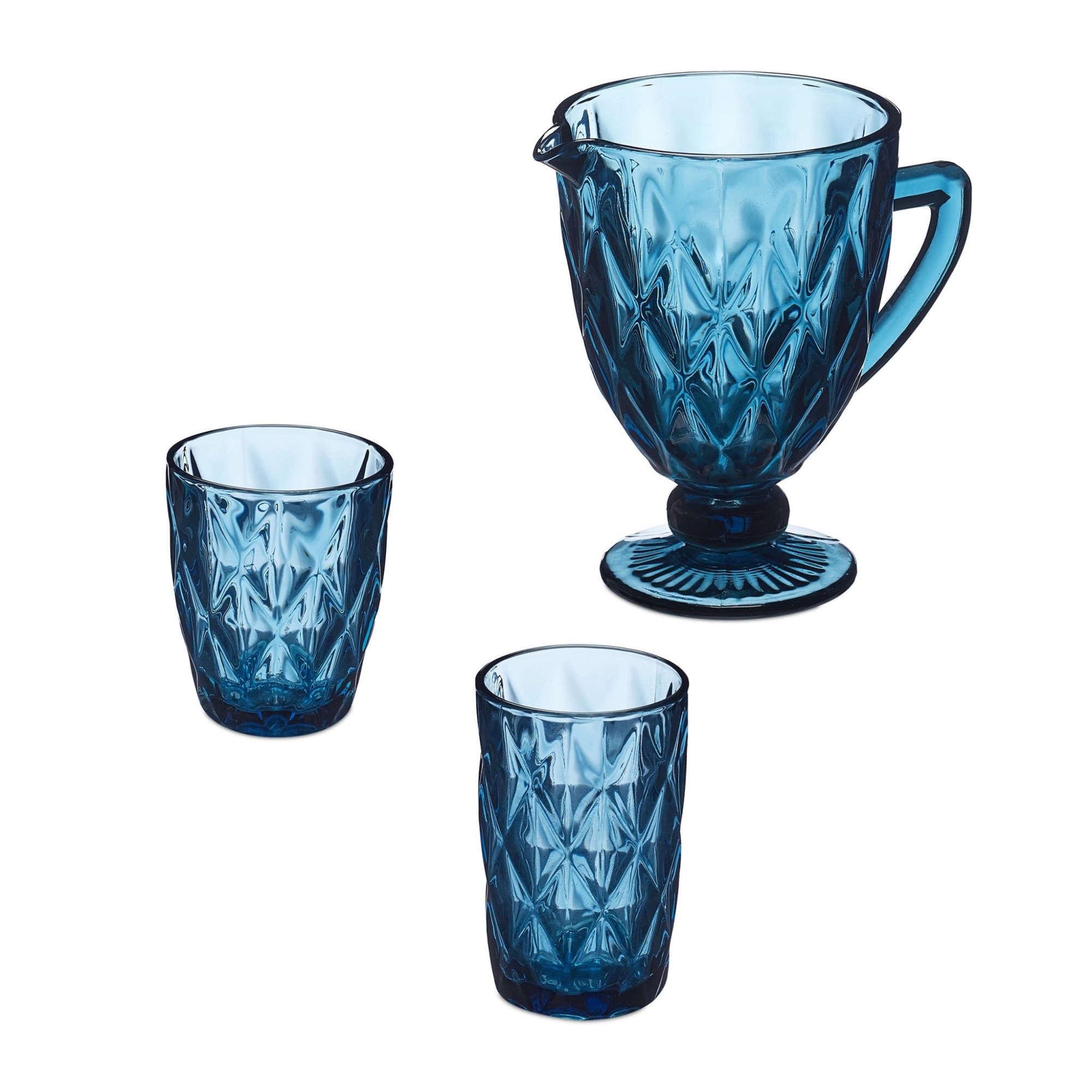 Set de 7 pahare in stil vintage, include ulcior, pahar de inghetata ...