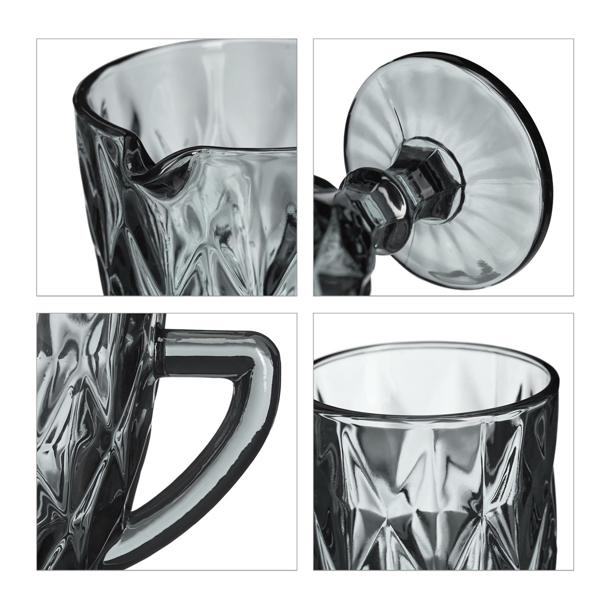 Set de 7 pahare in stil vintage, include ulcior, pahar de inghetata ...
