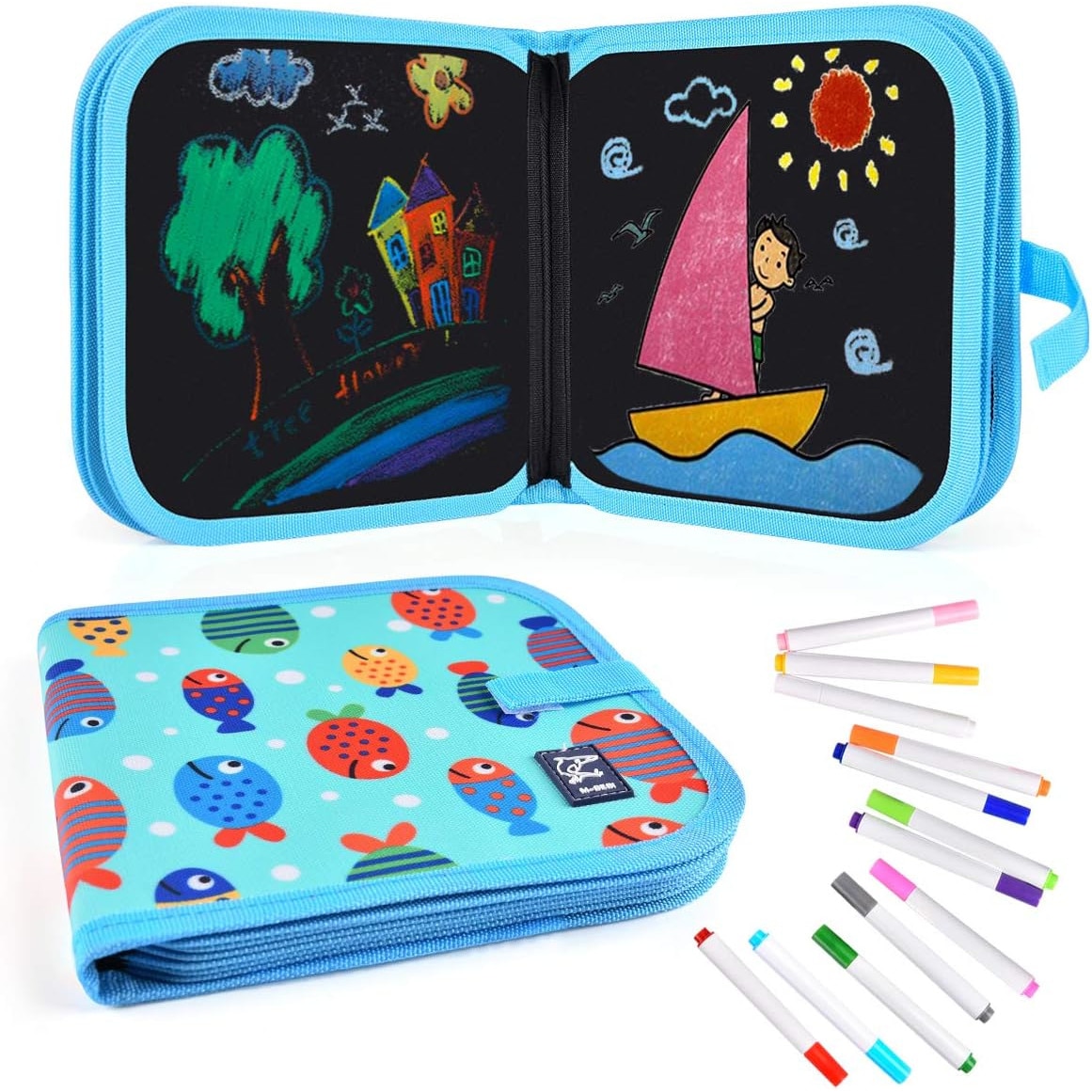 Carte de colorat pentru copii, reutilzabila, cu coperta textila cu ...