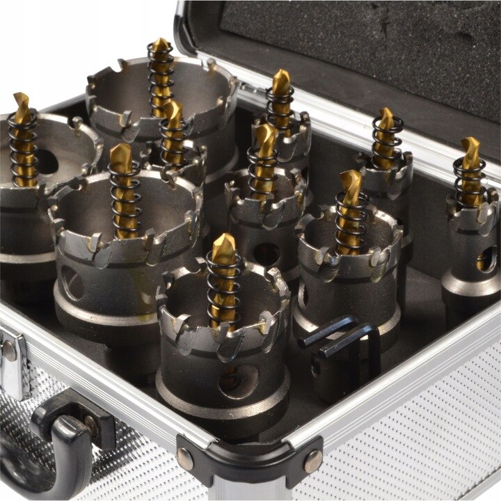 Set carote 16-53mm cu vidia pentru metal burghie din titan 10piese ...