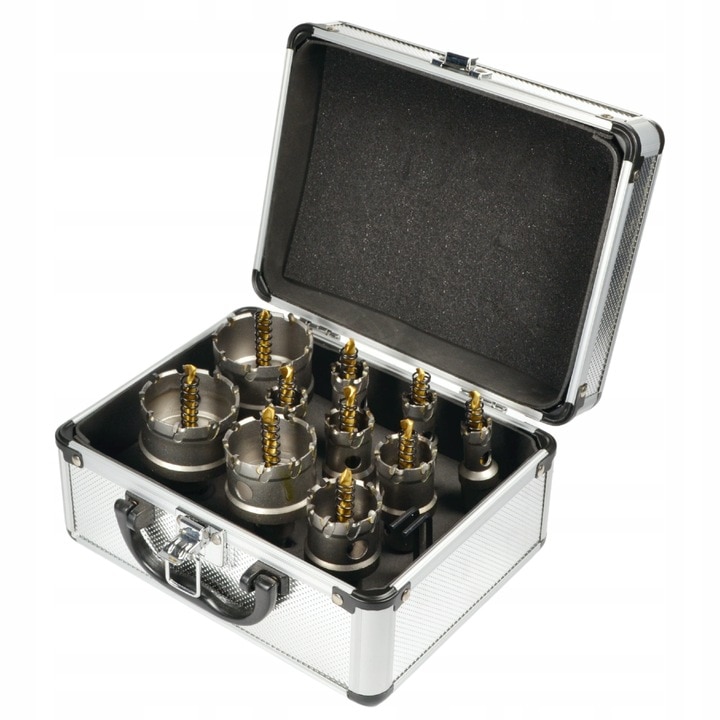 Set carote 16-53mm cu vidia pentru metal burghie din titan 10piese ...