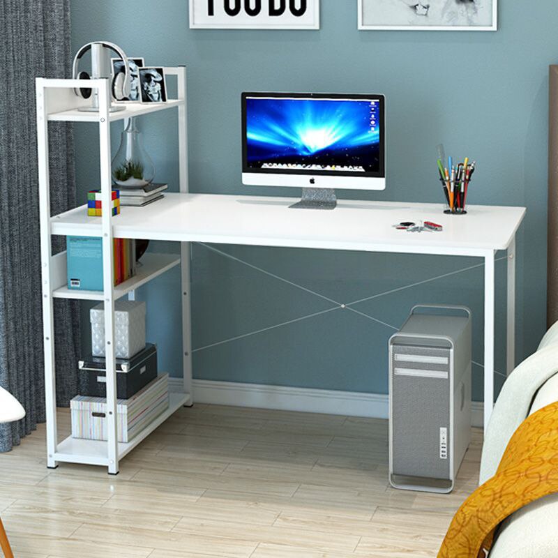 Birou cu biblioteca, Alb, modern, Rebiko, 110x120x55 cm, MDF - eMAG.ro