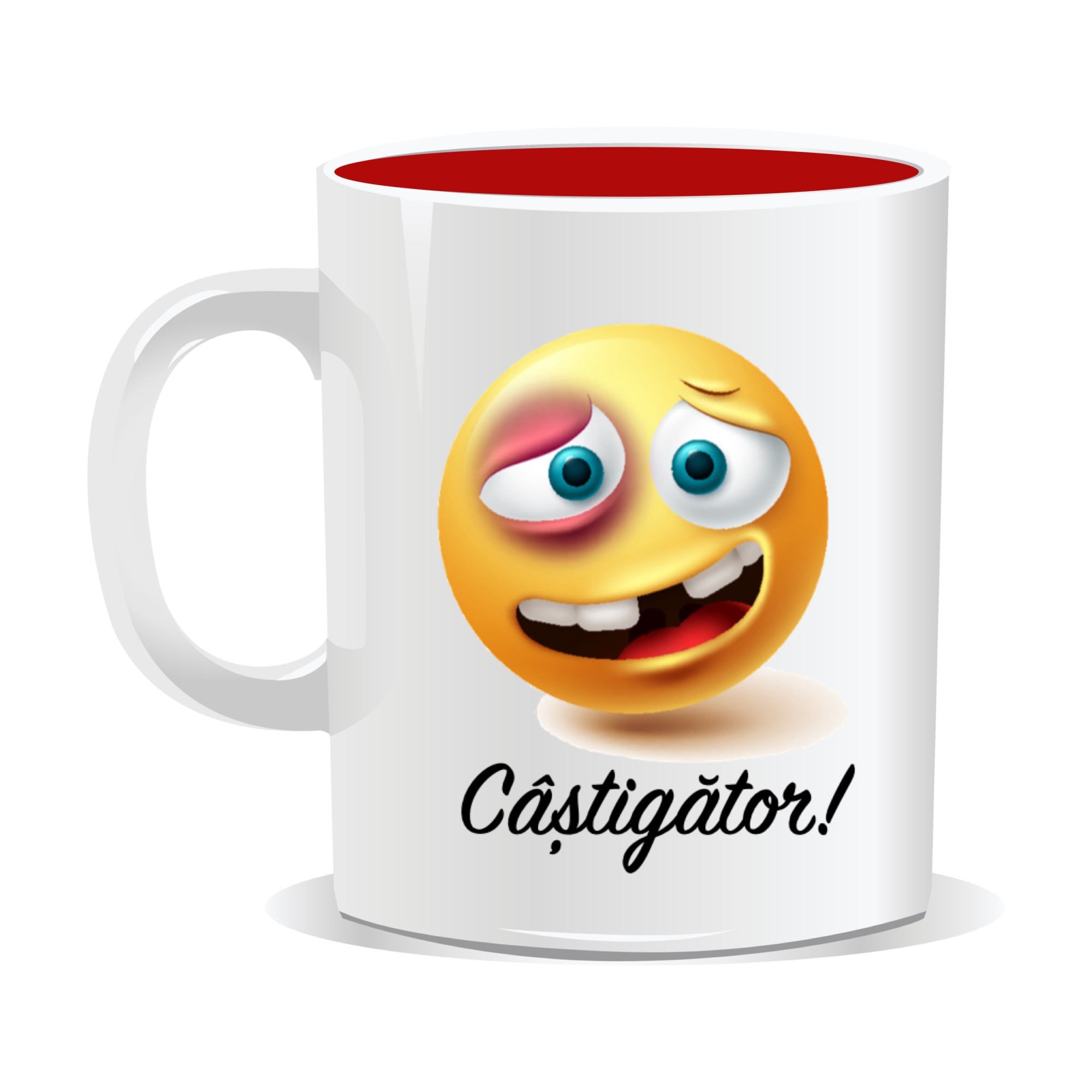 Cana personalizata cu Emoji, cu mesaj, Emoji batut mar, Castigator ...