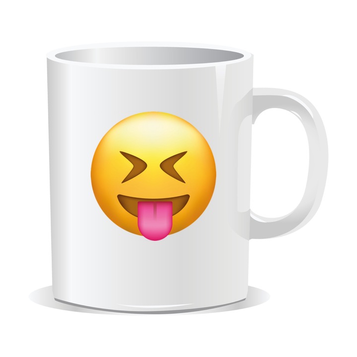 Cana personalizata cu Emoji, Emoji scoate limba, Cadoul ideal, 330 ml ...