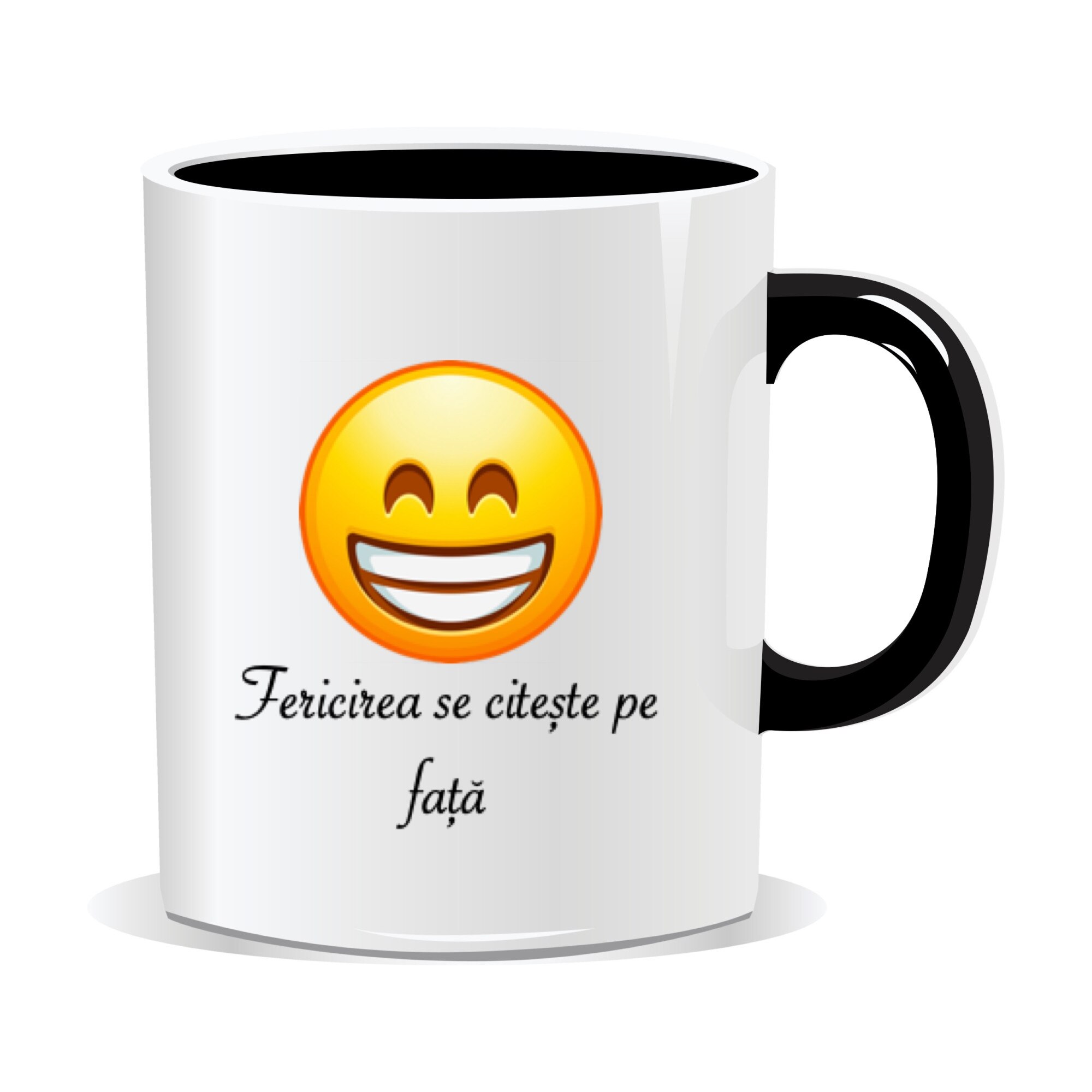 Cana personalizata cu Emoji, Smiley face, Fata zambitoare, Cadoul ideal ...