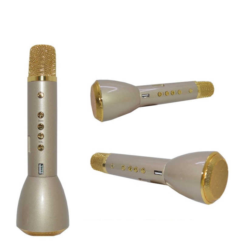 Microfon pentru karaoke, LLWL, Aluminiu, 22.6 x 5 cm, Auriu - eMAG.ro
