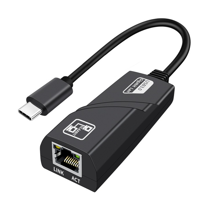 Мрежова карта, пластмаса, USB-C, черен - eMAG.bg