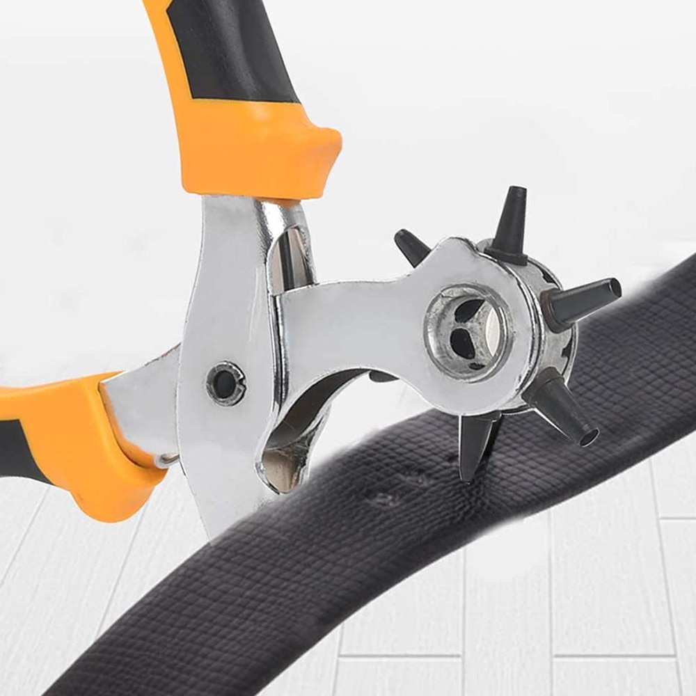 Cleste perforator pivotant Pufo cu 6 capete pentru gaurit curele ...