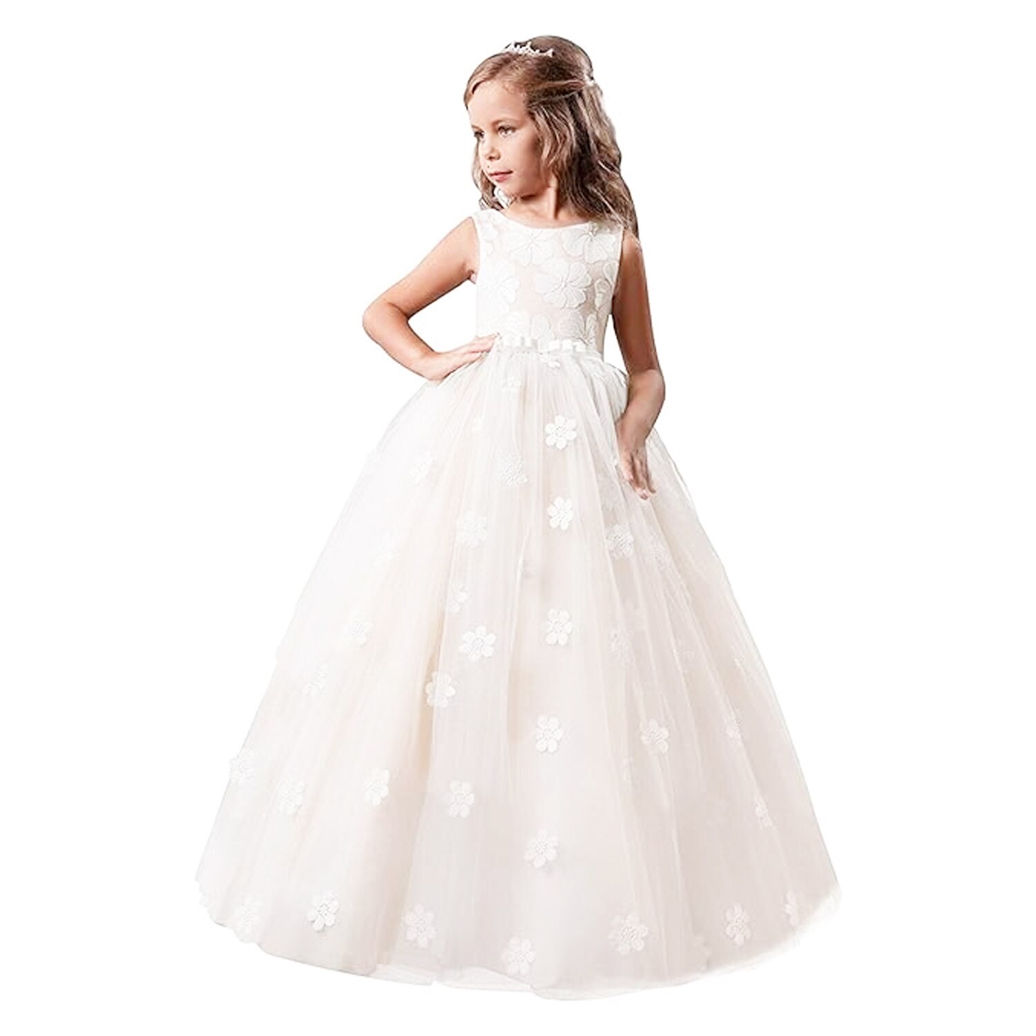 Rochie copii, JUP, Tulle, Alb, 160 cm, 12+ - eMAG.ro