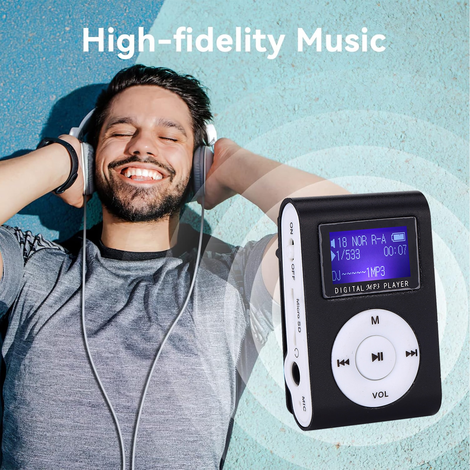 Mini MP3 player cu casti si cablu incarcare portabil, NUODWELL, Cu ...