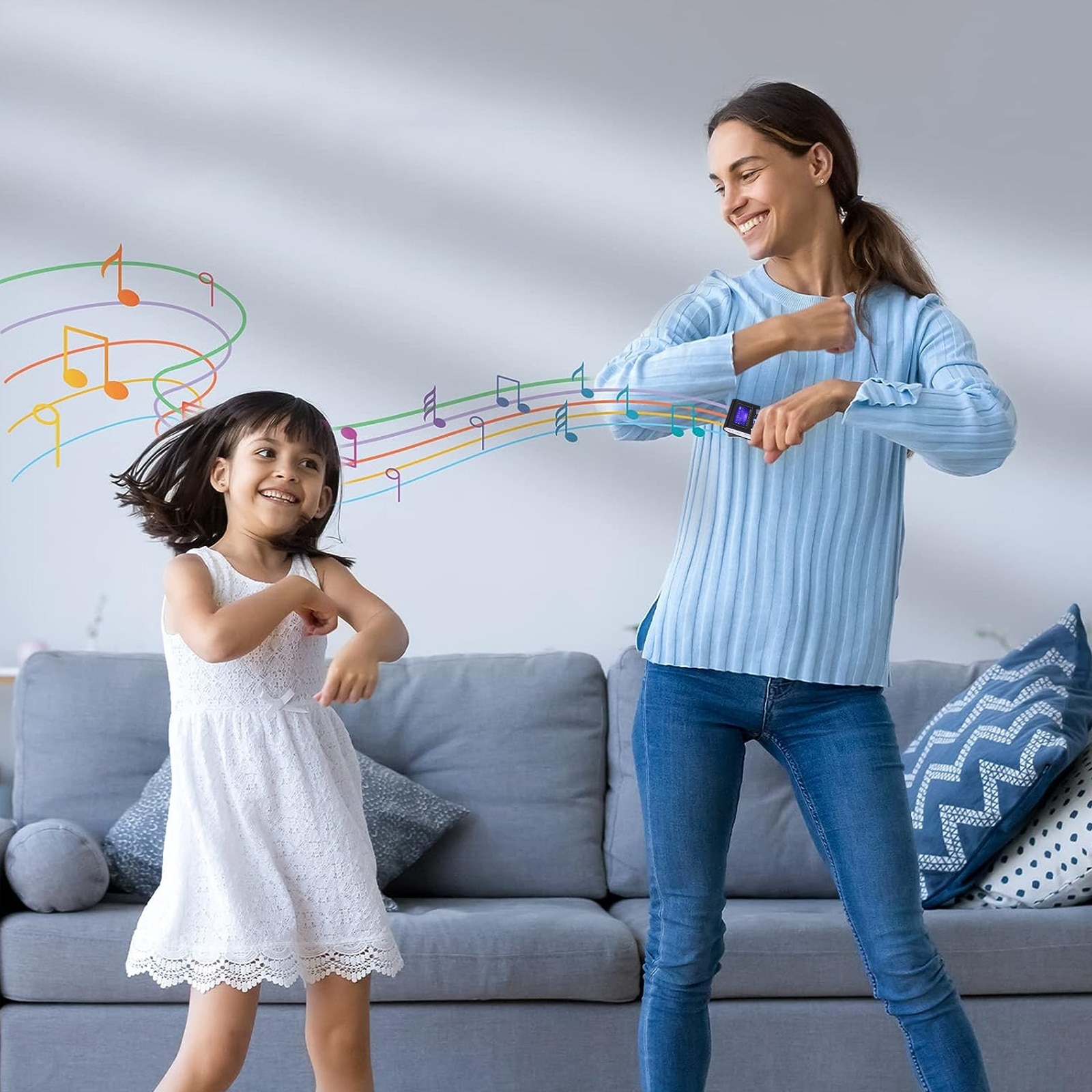 Mini MP3 player cu casti si cablu incarcare portabil, NUODWELL, Cu ...