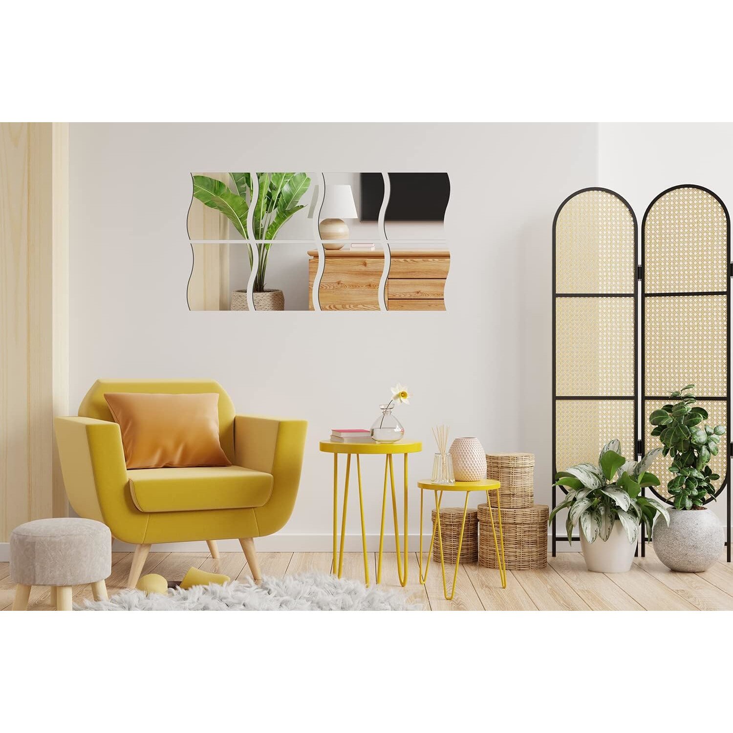 Комплект от 30 самозалепващи се акрилни огледала Luxer, модел вълни ...