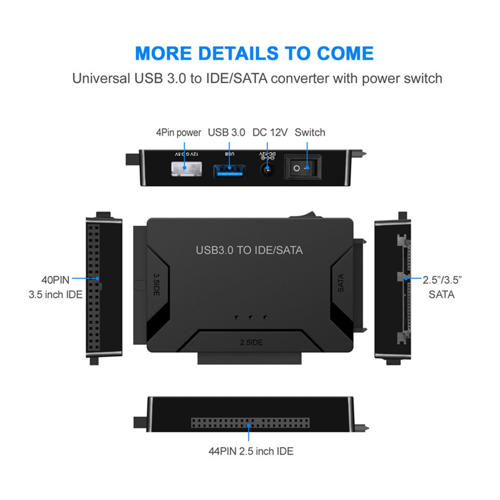 Adaptor USB 3.0 la SATA/IDE 2.5/3.5 inch, Zggzerg, Cu sursa de ...